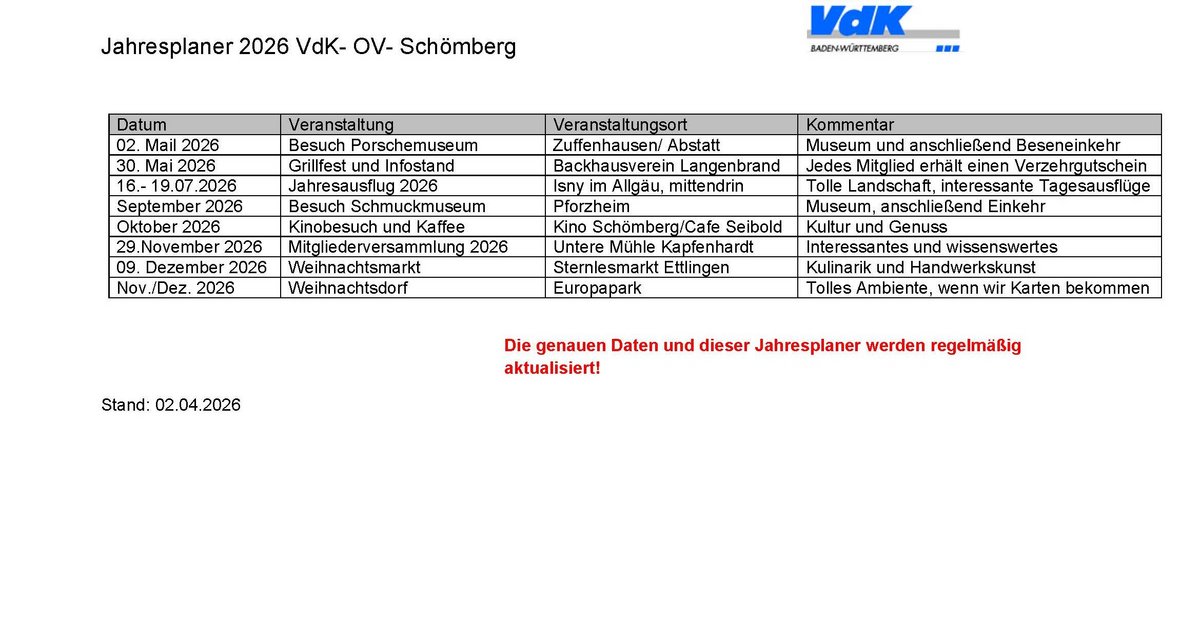 Jahresprogramm 2026 - Überblick - Stand 02.04.2026 - Sozialverband VdK ...