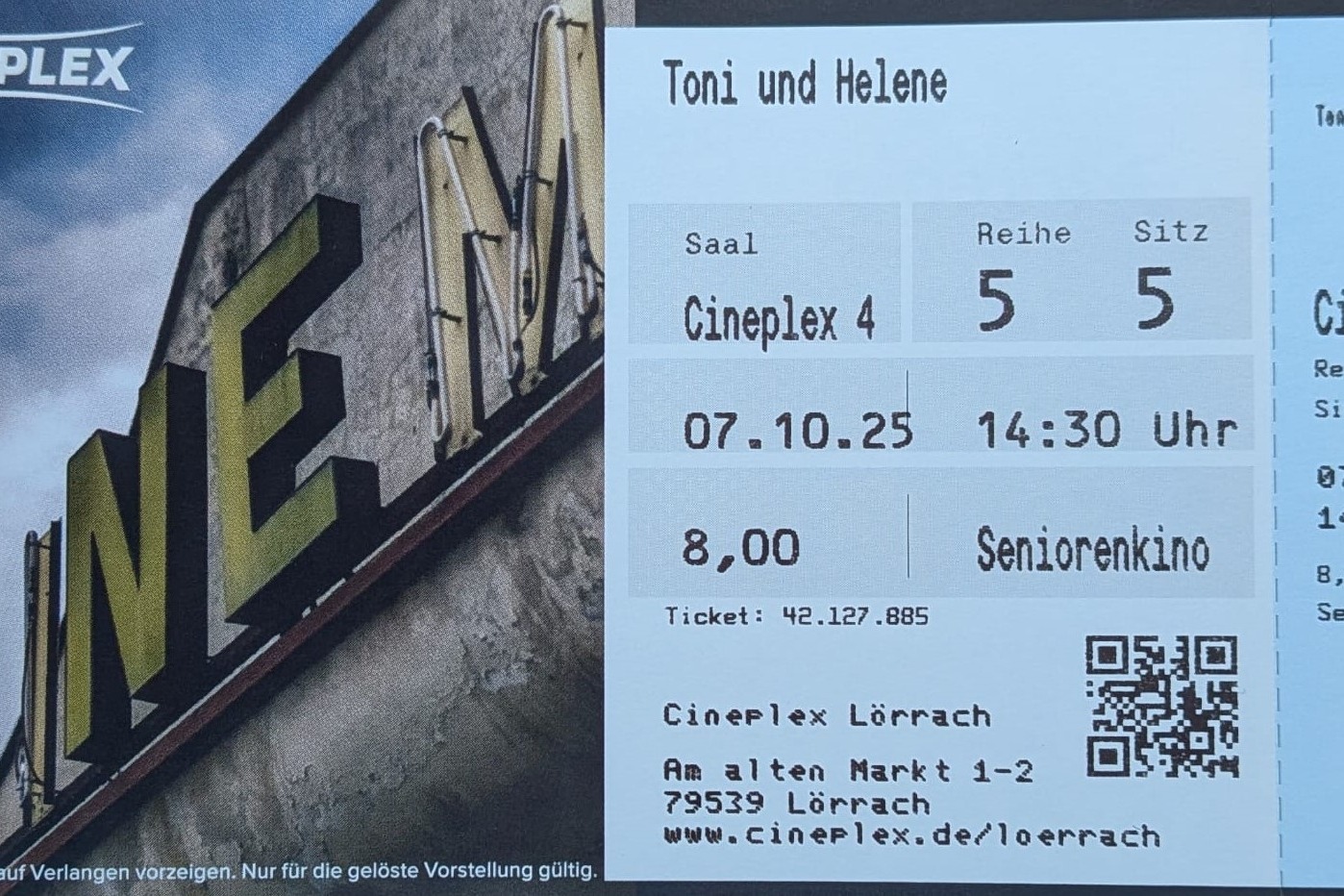 Seniorenkino-Aktion für den Film "Toni und Helene" am 07.10.2025 um 14. ...